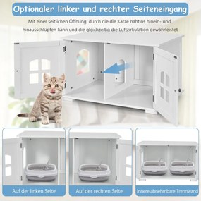 Costway Ohrádka na odpadkové koše Kočičí dům s dvojitými dvířky a okny, ozdobná