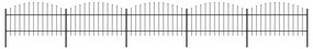Zahradní plot s kopím nahoře ocelový 892,5 x 125 cm černý