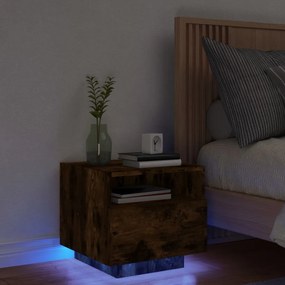Noční stolek s LED osvětlením kouřový dub 40 x 39 x 37 cm