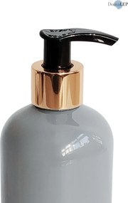 Dávkovač na mýdlo 300 ml šedý s černo-zlatou pumpičkou BELA