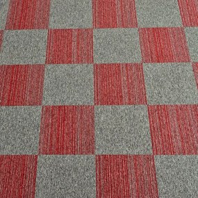 Tapibel, Kobercový čtverec Coral Lines 60380-50 červeno-šedý 50 x 50 cm, chodba / předsíň