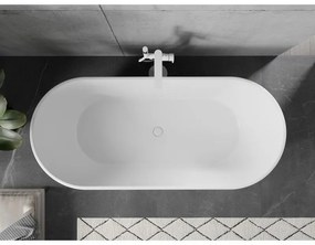 Mexen Flavia, volně stojící vana 150 x 75 cm, bílá-černá, bílý přepad, 54031507575-20