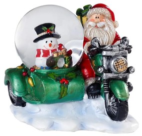 Sněžítko Santa na motorce, 9 × 7 × 7,5 cm