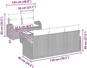 Sada zahradních pohovek 6 ks 5-Počet míst Černá polyratan 3354592