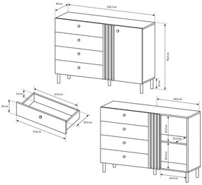 DECO | komoda D4S | 138 cm | kraft zlatý/antracit