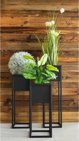 H&S Collection Květináč na stojanu kov černý 50 cm [424358]