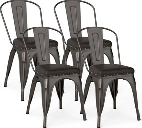 Costway Židle do jídelny4Set bistro židle kovové židle stohovatelné kuchyňské