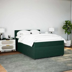 Box spring postel s matrací tmavě zelená 160x200 cm samet 3290079