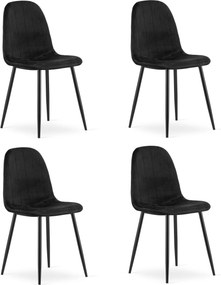 Jídelní židle PADVA VELVET s černými nohami, černá