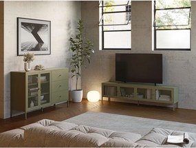 Zelený kovový TV stolek 160x50x35 cm Fayna – Marckeric