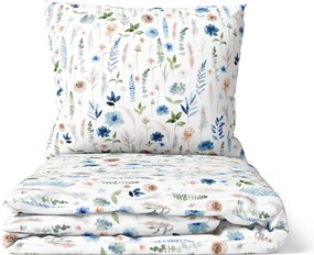 Bavlněné prodloužené povlečení Boho zahrada - modré Velikost: 140 x 220 + 70 x 90