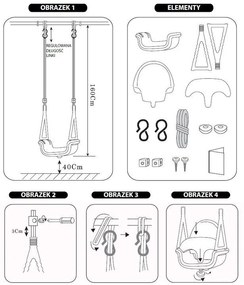 EcoToys Dětská zahradní houpačka Sloník 3v1, SW-0101