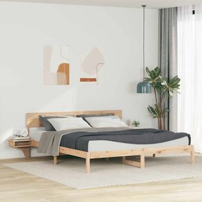 Rám postele s čelo Hnědá 200 x 200 cm Masivní borové dřevo 3385748