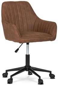 Pracovní židle, potah hnědá vintage látka, výškově nastavitelná, černý kovový kříž - KA-J403 BR3
