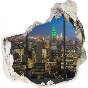 Wallmuralia Samolepící díra nálepka New York noc 75x75 cm