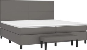 Box spring postel s matrací šedá 200x200 cm umělá kůže 3137567