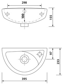 CREAVIT OVAL keramické umývátko 39x23cm, bílá - TP040