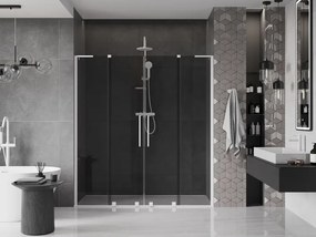 Mexen Velar L Duo, posuvné sprchové dveře do otvoru 170 cm, 8mm šedé sklo, bílá matná, 871-170-003-42-20