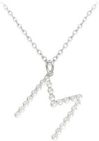 Stříbrný náhrdelník MINET písmeno "M" s perličkami JMAS710MSN45