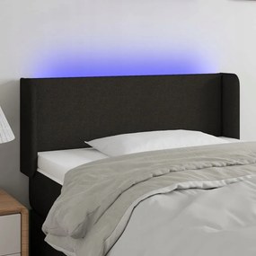 Čelo Postele S Led Černé Textil Černá 103 x 16 x 78/88 cm