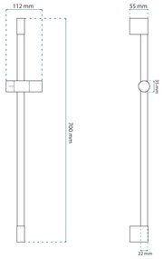 Tutumi Rea, sprchový sloup s držákem na ruční sprchu 70cm, typ 01, zlatá matná, REA-P6500