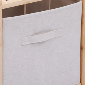 Bambusový regál TIDY se dvěma látkovými boxy, 34,7 x 33 x 77,5 cm