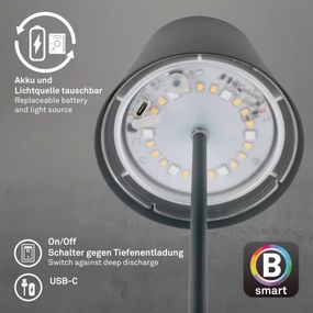 Briloner 7559015-LED RGB St stolní lampa COLORIS 3,5W/5V IP44 2000mAh Wi-Fi Tuya