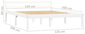Petromila Rám postele bílý masivní borovice 120 x 200 cm