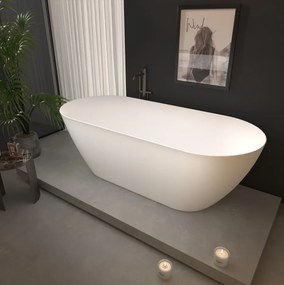 Erga Kaia, volně stojící vana 160x75 cm + odtoková zátka, bílá lesklá, ERG-Kaia-160075-WH-WH