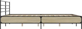 Rám postele dub sonoma 200 x 200 cm kompozitní dřevo a kov 3280063