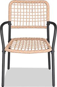 Zahradní set 1+2, stůl, židle umělý ratan barva přírodní, kov antracit (60 x 60) cm