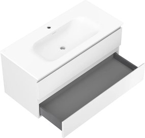 Mexen Orio, koupelnová skříňka 100 cm s umyvadlem Vela, 2 zásuvky, bílá matná, 91A10-10047-2-BFF01-W23M01