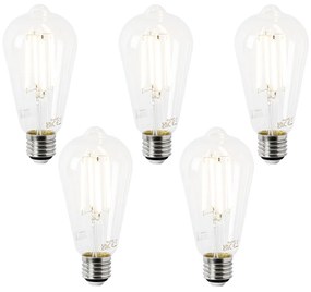 Sada 5 LED žárovek E27 ST64 čirých 2,2W 470 lm 2700K