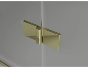 Mexen Lunar, pětiúhelníkový sprchový kout naklápěcí vpravo 80 x 80 cm, 8mm čiré sklo, zlatý profil, 831-080P-080L-50-00-P