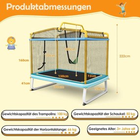 Costway 3-in-1 Dětská trampolína s houpačkou a horizontální tyčí
