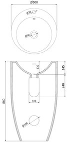 Mexen Alona, ​​volně stojící umyvadlo 49x48x82,5 cm, černá matná, 26094870