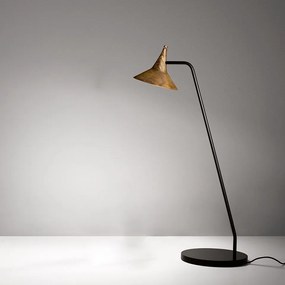 Artemide Unterlinden, mosazná stolní lampa s texturou dřeva, 9W LED 3000K, výška 51,6cm