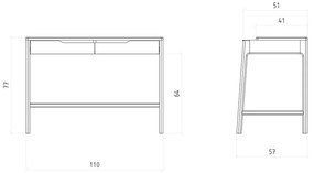 Toaletní stolek z dubového dřeva 57x110 cm Twig – The Beds