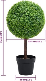 Umělý zimostráz ve tvaru koule s květináčem zelený 71 cm 336508
