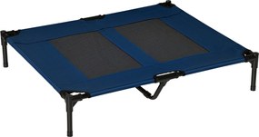 PawHut Vyvýšené Lůžko pro Psy, Zahradní Postel pro Velké Psy, Chladící Lůžko pro Domácí Zvířata s Pratelným Kovovým Rámem pro K Camping, 92 x 76 x 18