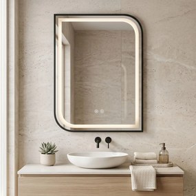 Rea Zone, LED zrcadlo, 50x70 cm, černá matná, HOM-00302