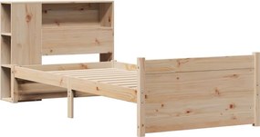 Postel s knihovnou bez matrace 75 x 190 cm masivní borovice 3322447
