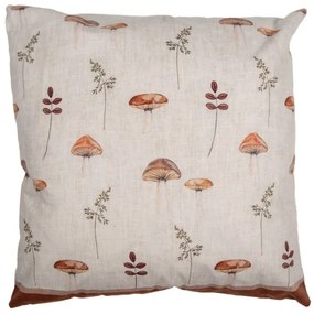Béžový povlak na polštář s podzimním motivem přírody a houbiček Little Fall Jewels – 45x45 cm