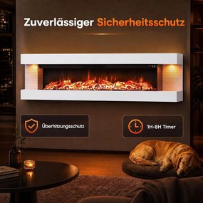 Costway Třístranný elektrický krb 152 cm s LED, 750/1500 W, bílý