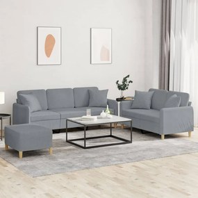 3dílná sedací souprava s polštáři světle šedá textil 3202142