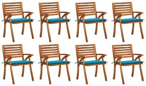 Zahradní židle s poduškami 8 ks masivní akáciové dřevo,  3075205