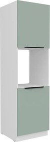 ARIA sb | vysoká skříňka 60 DP-210 2F na vestavnou troubu | 60 cm | ANTI FINGERPRINT povrch | bílá/aquamarine