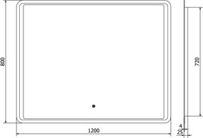 Mexen Zusa osvětlené koupelnové zrcadlo 120 x 80 cm, LED 6000K, proti zamlžení - 9808-120-080-611-00