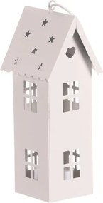 Lucerna domeček s LED osvětlením bílý LUC324-S