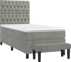 Box spring postel s matrací světle šedá 100x200 cm samet 3138007